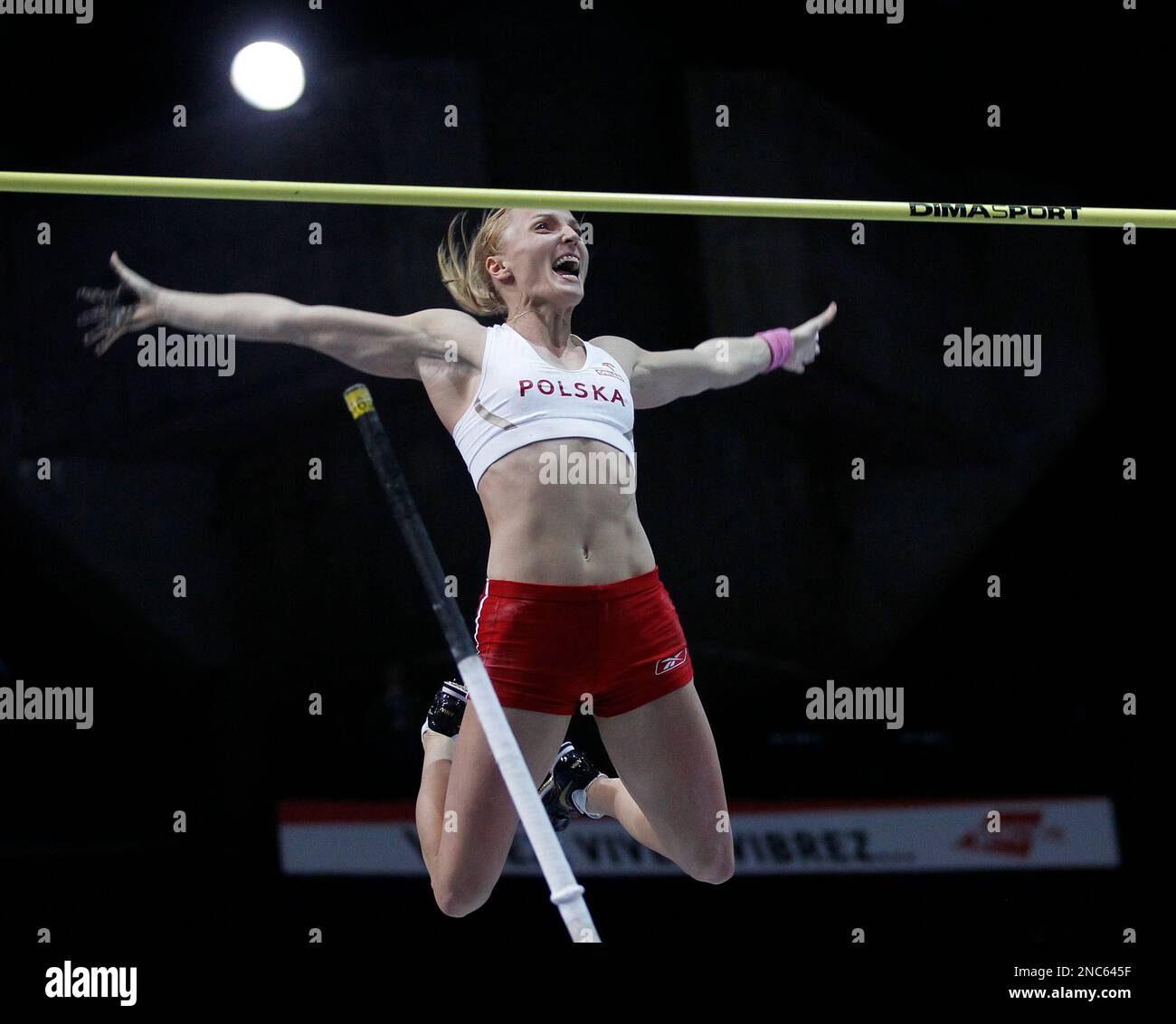 Poland's Anna Rogowska clears the bar in the final of the Women's pole ...