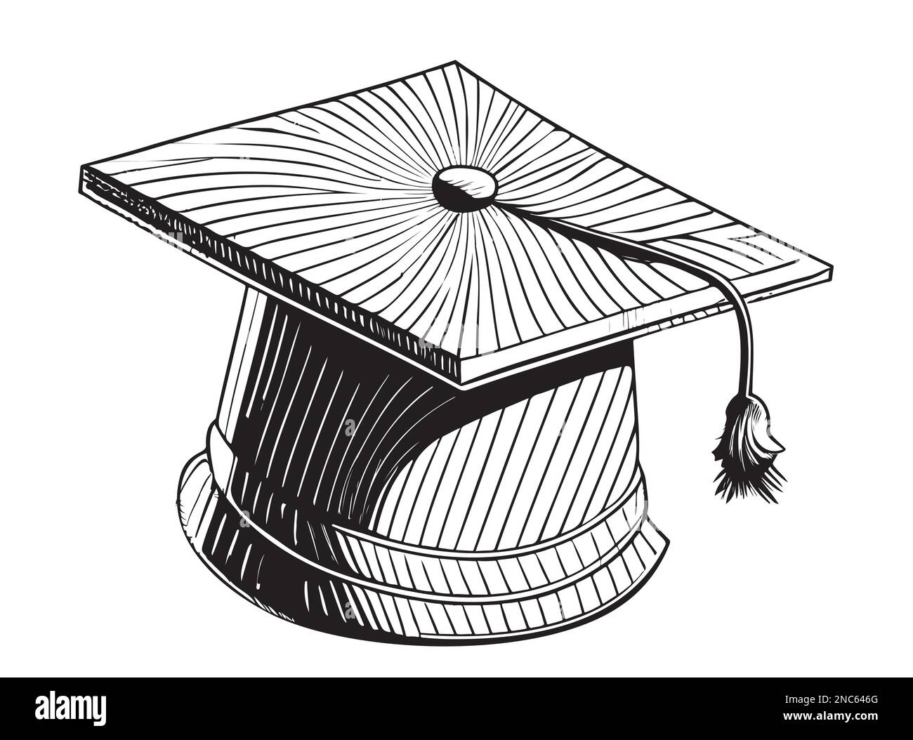 Graduation cap sketch hand drawn Vector illustration Student Stock ...