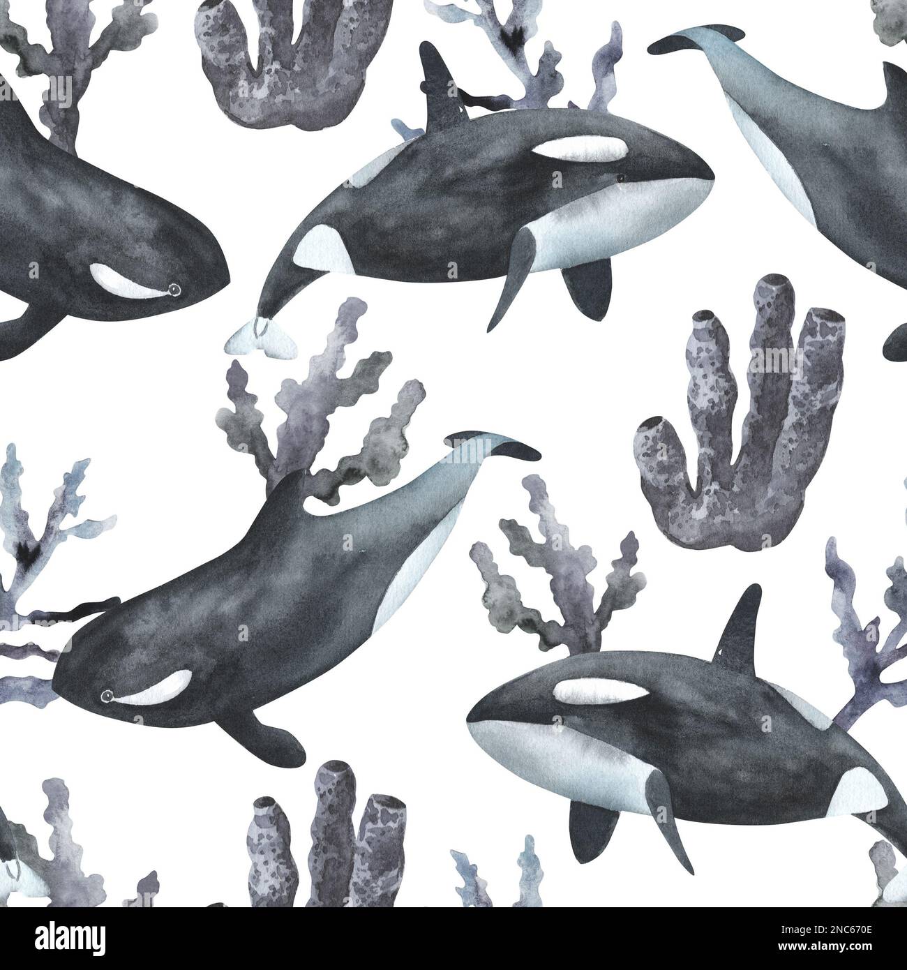 Watercolor Nautical seamless pattern. Hand drawn Lighthouse, Sailboat ...