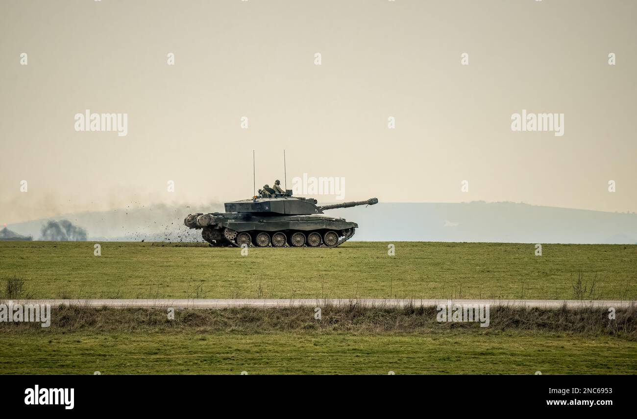 commander and gunner directing action in a British army FV4034 ...