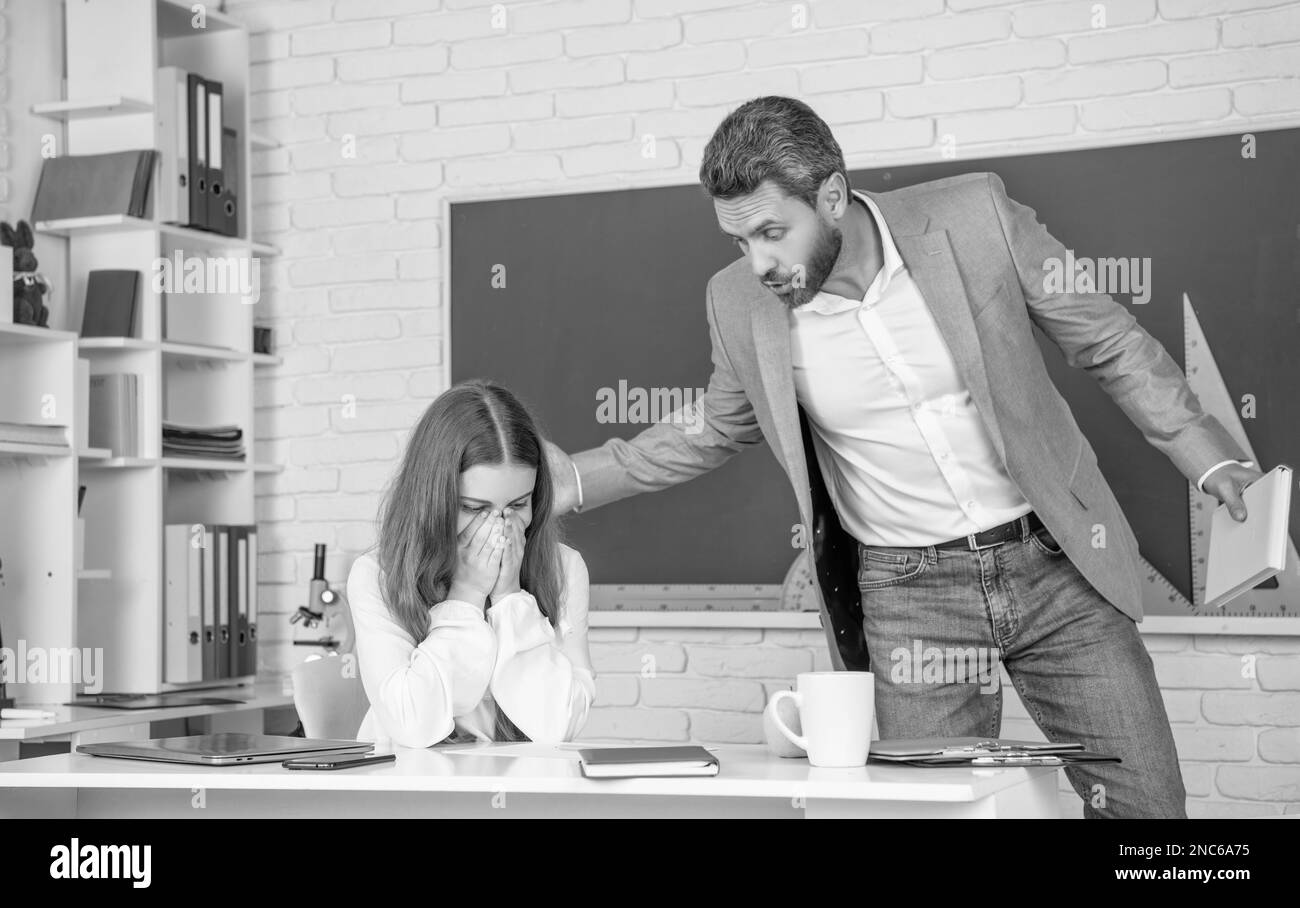 Angry teacher student classroom Black and White Stock Photos & Images ...
