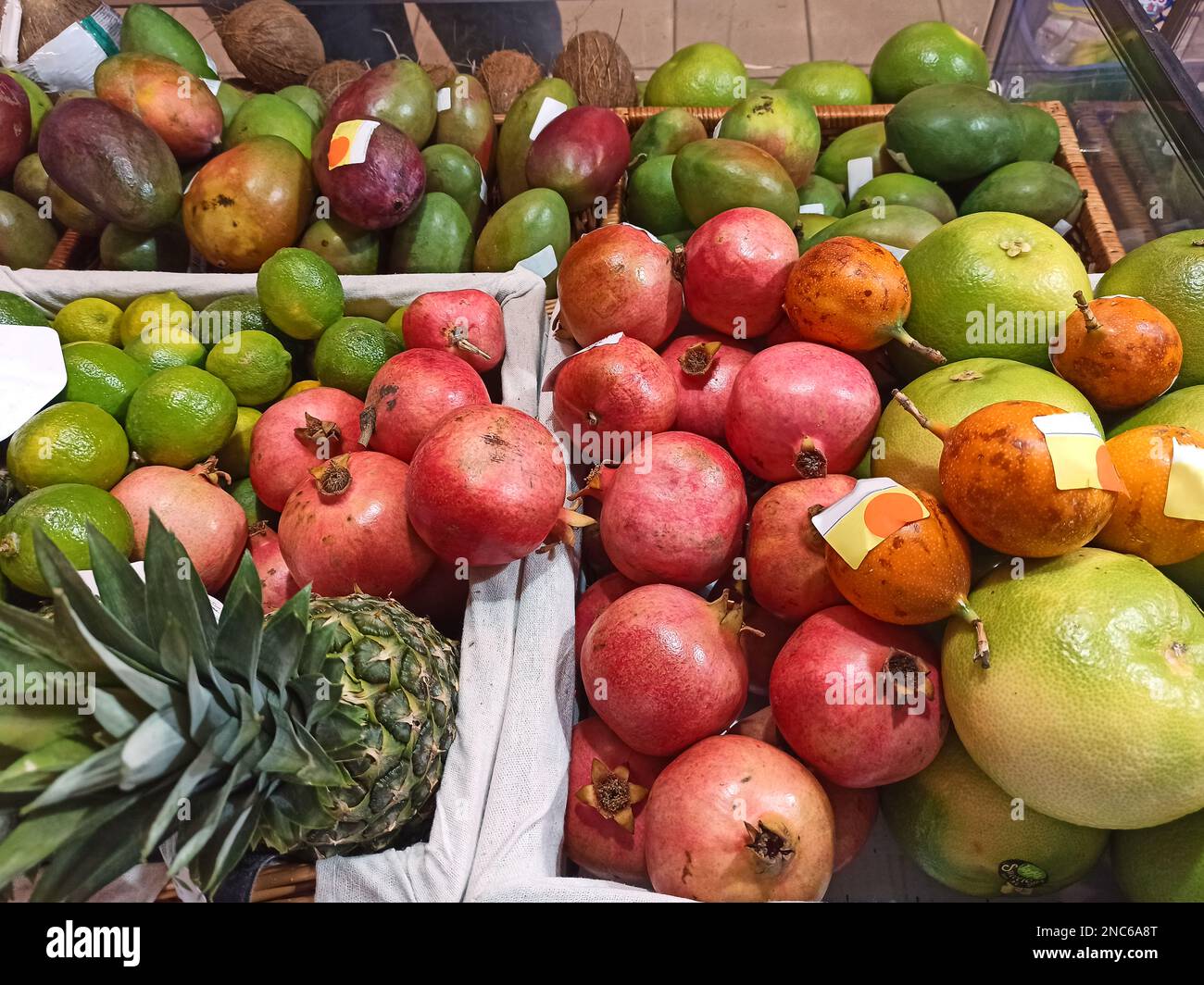 Panoramic food background with assortment of ripe, fresh and organic ...