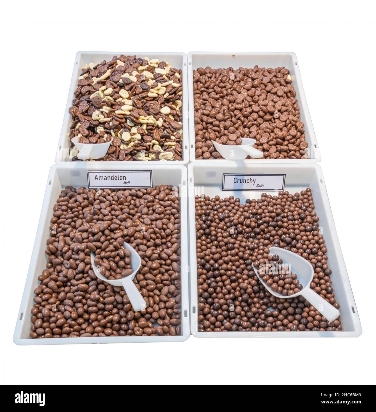 four plastic containers filled with various sweets Stock Photo - Alamy