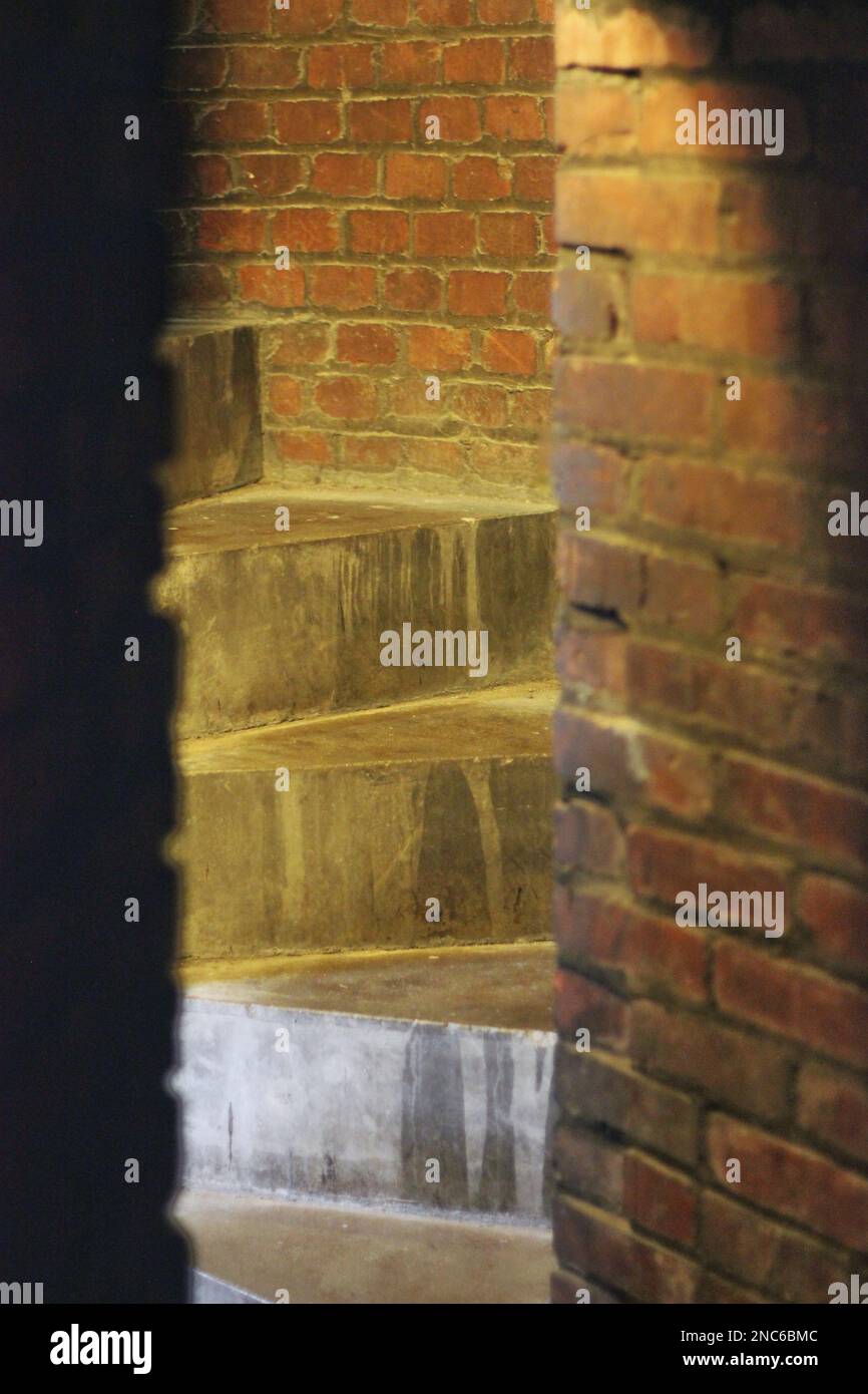 A quick glimpse of an old stone stairway leading to the tower Stock ...