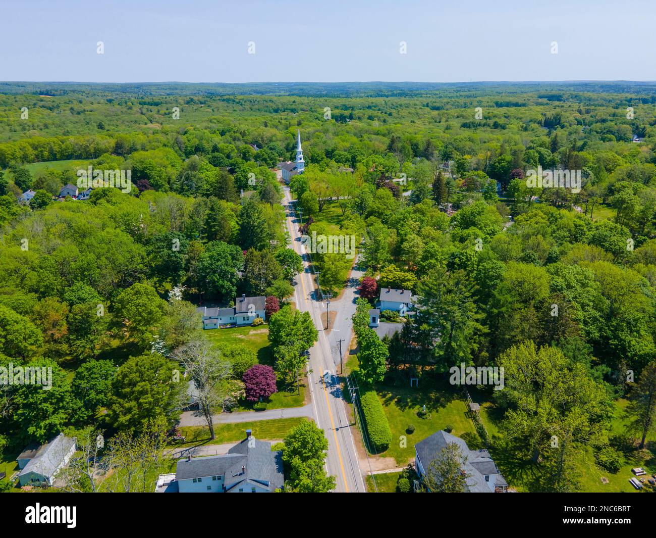 Thompson Hill Historic District aerial view including Congregational ...