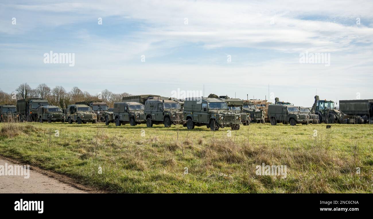 several british army vehicles assembled ready for deployment Stock ...