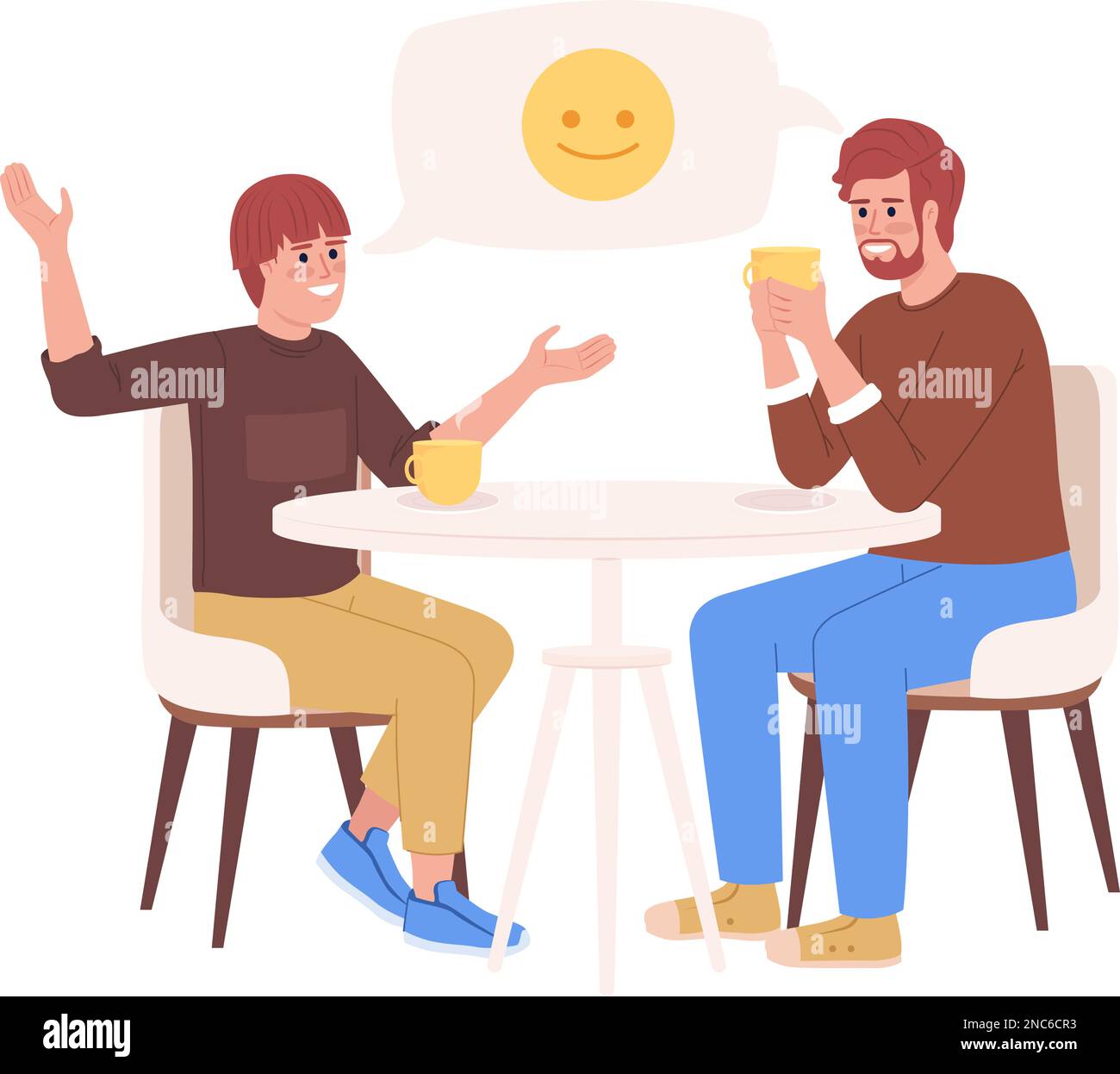 Teenage boy having good conversation with father semi flat color vector ...