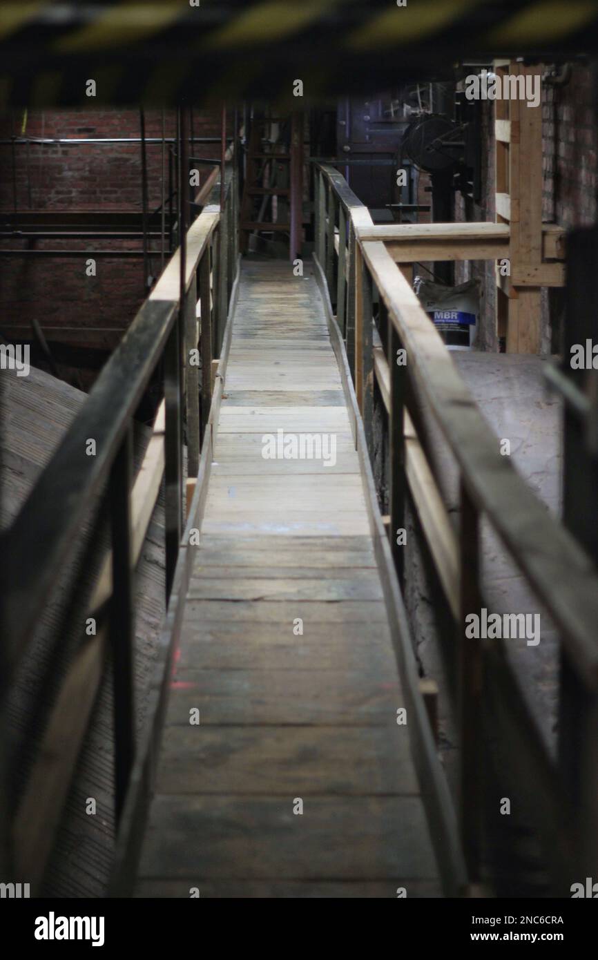 Vintage medieval wooden catwalk Stock Photo - Alamy