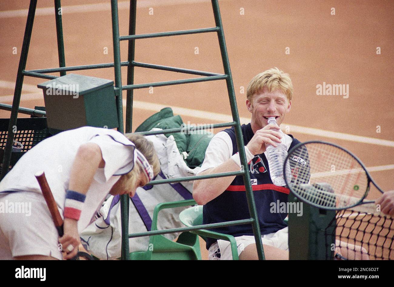 Bjorn Borg and Boris Becker at the Monte Carlo Tennis Open Monaco on ...