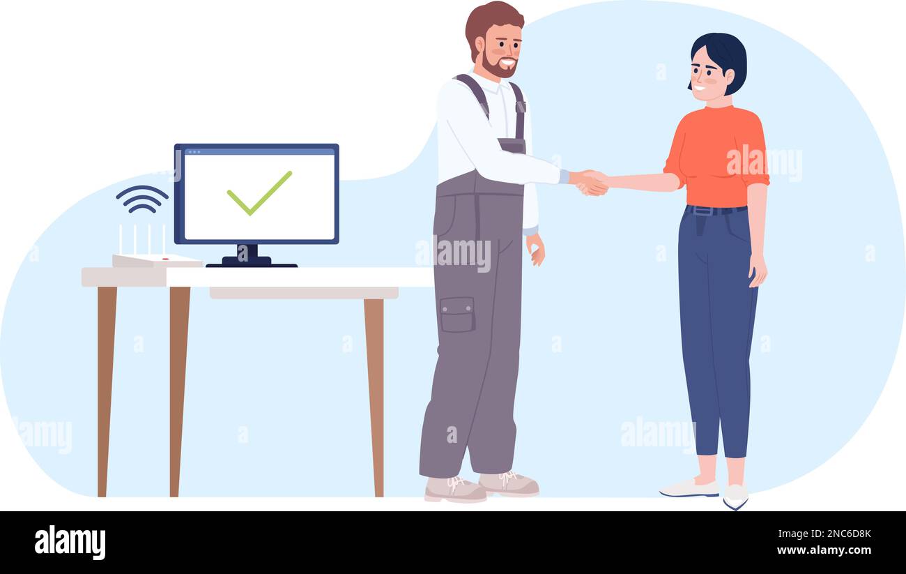 Troubleshooting internet connection at home 2D vector isolated ...