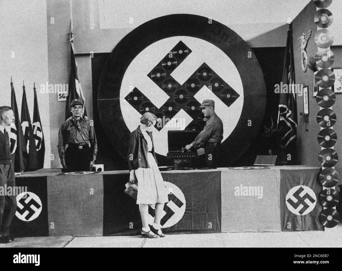 The Nazi booth at the great radio exhibition which started in Berlin on ...