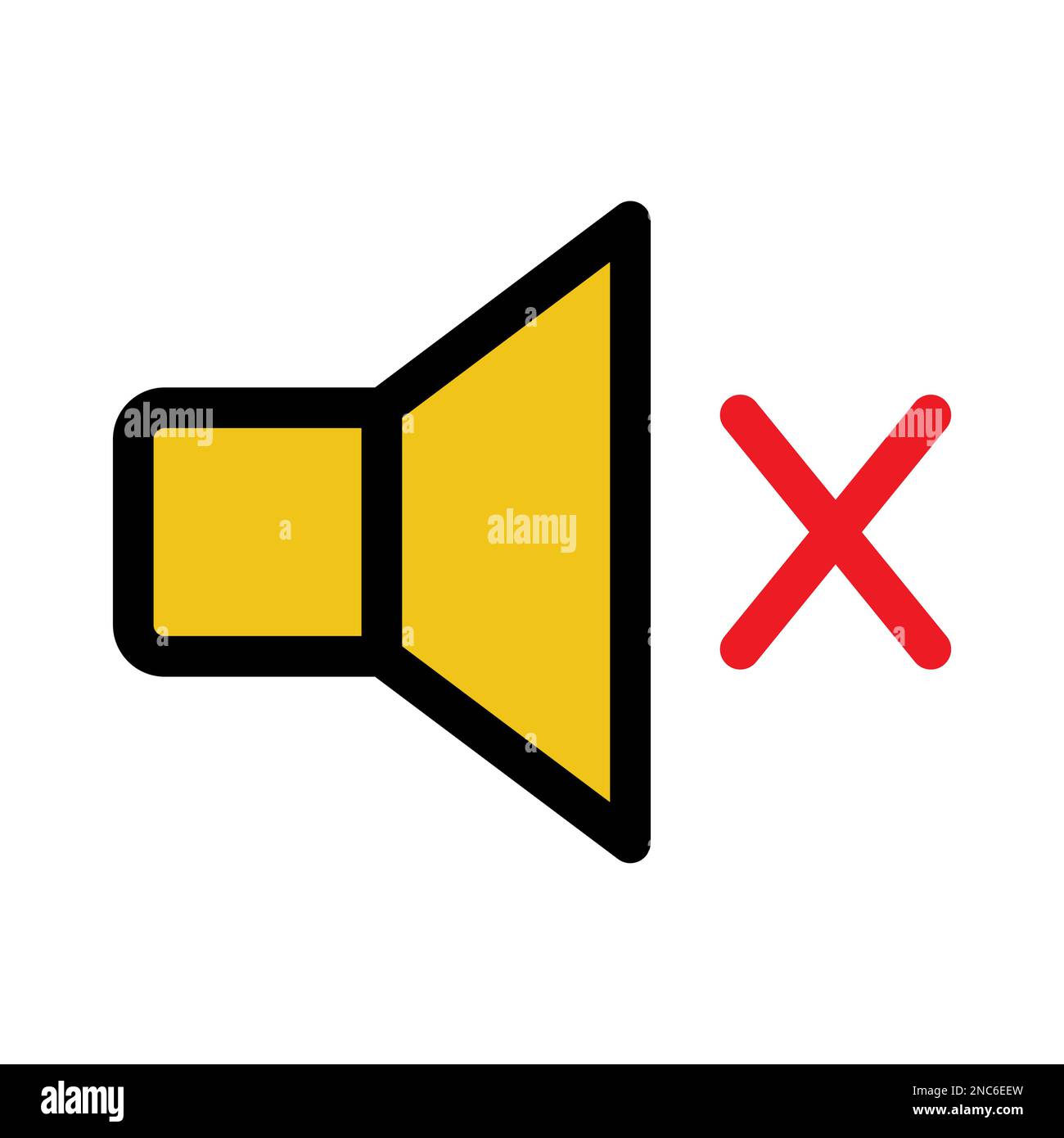 Sound mute icon line isolated on white background. Black flat thin icon ...