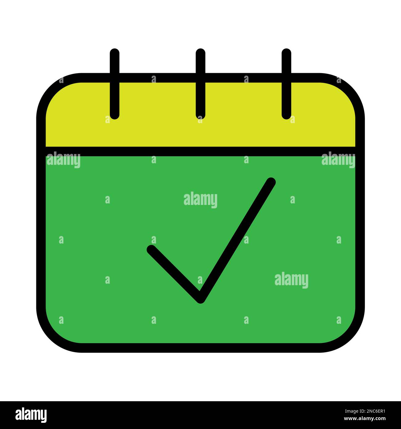 Calendar check icon line isolated on white background. Black flat thin ...