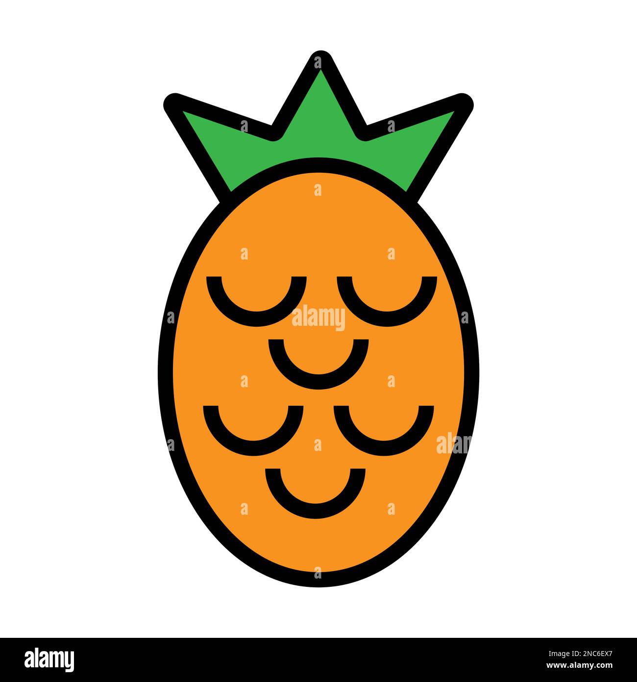 Pineapple icon line isolated on white background. Black flat thin icon ...