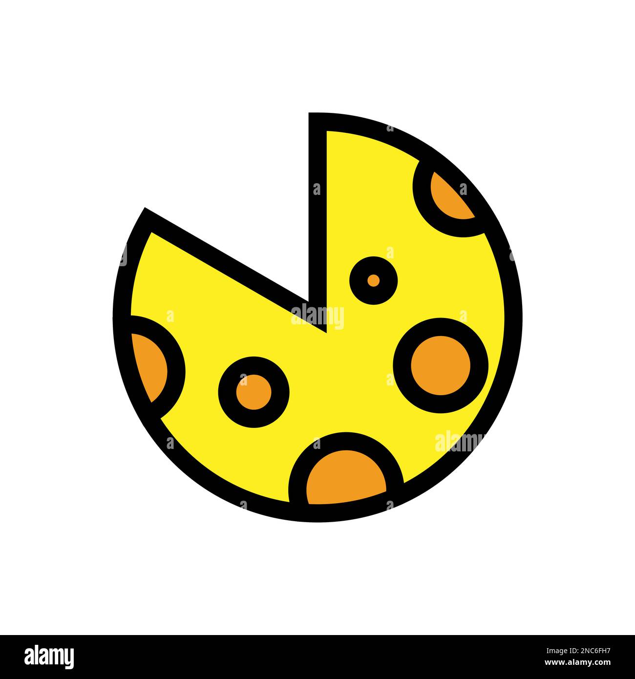 Round cheese icon line isolated on white background. Black flat thin ...