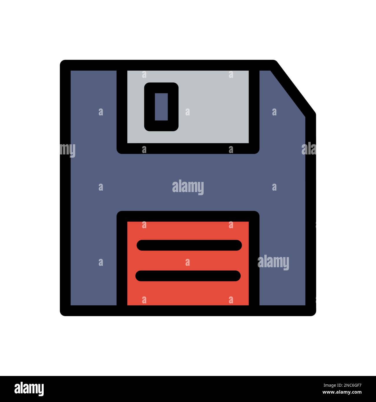 Floppy disc icon line isolated on white background. Black flat thin ...