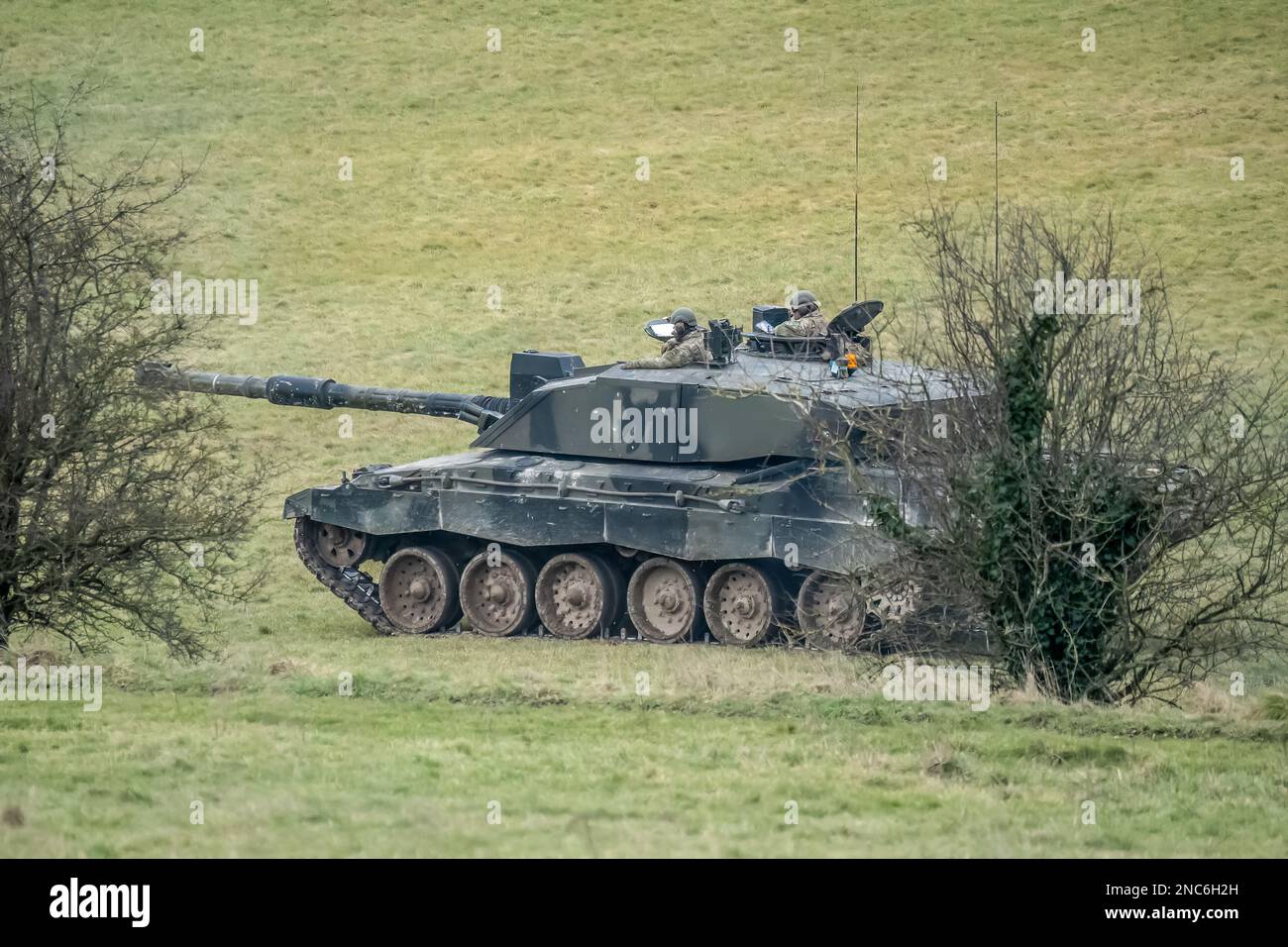 British army FV4034 Challenger 2 ii main battle tank moving across a ...