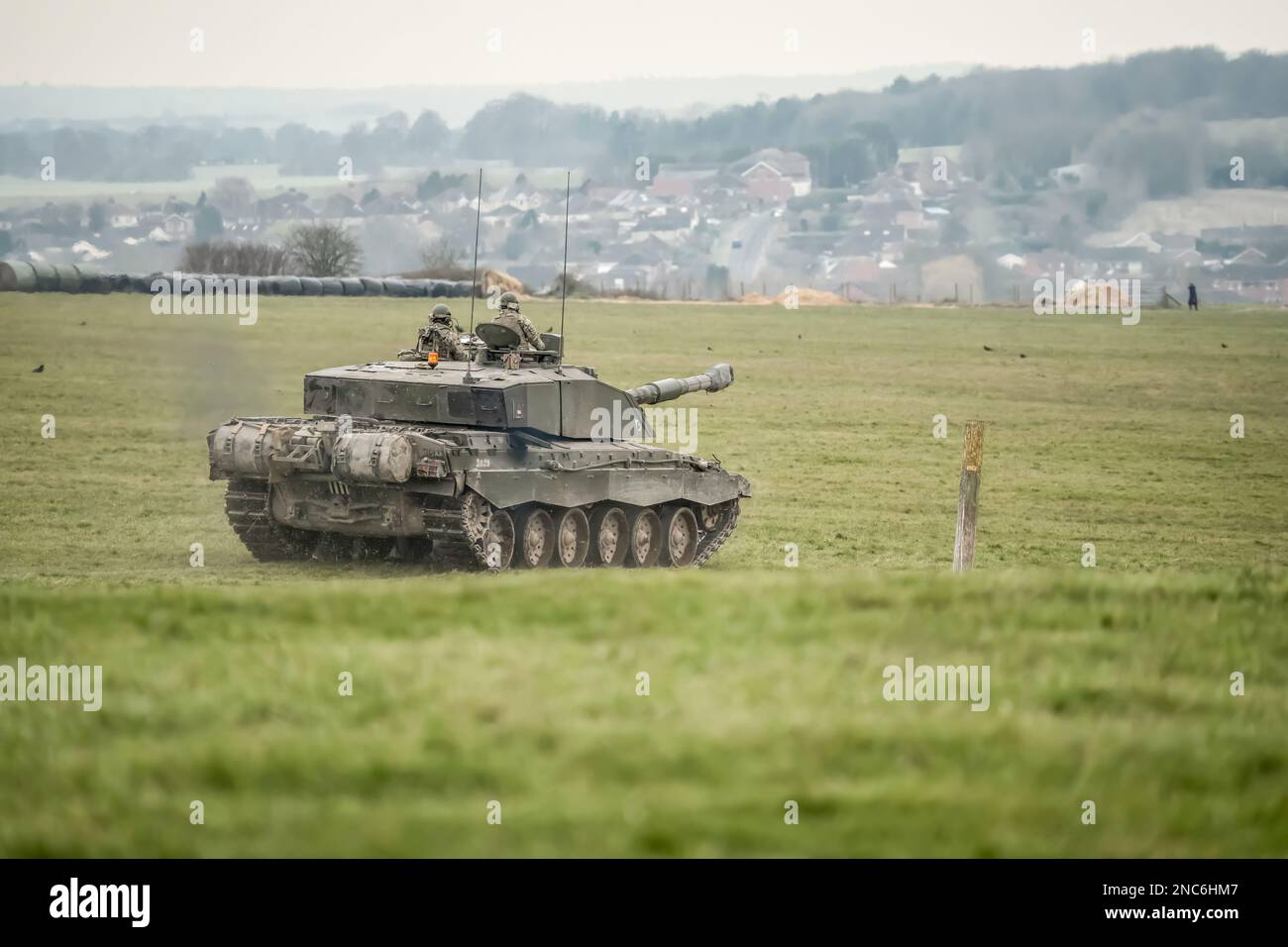 British army FV4034 Challenger 2 ii main battle tank moving across a ...