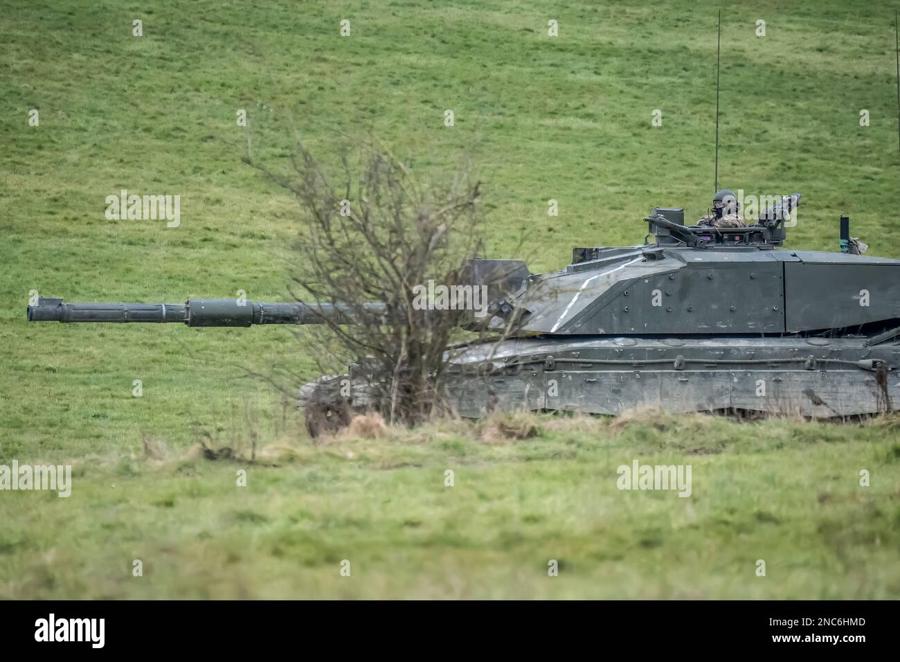 British army FV4034 Challenger 2 ii main battle tank moving across a ...