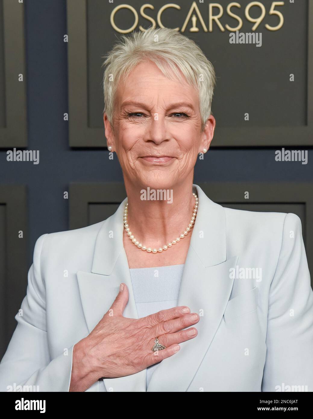 February 13, 2023, Beverly Hills, California, USA: JAMIE LEE CURTIS attends the Academy Awards ...