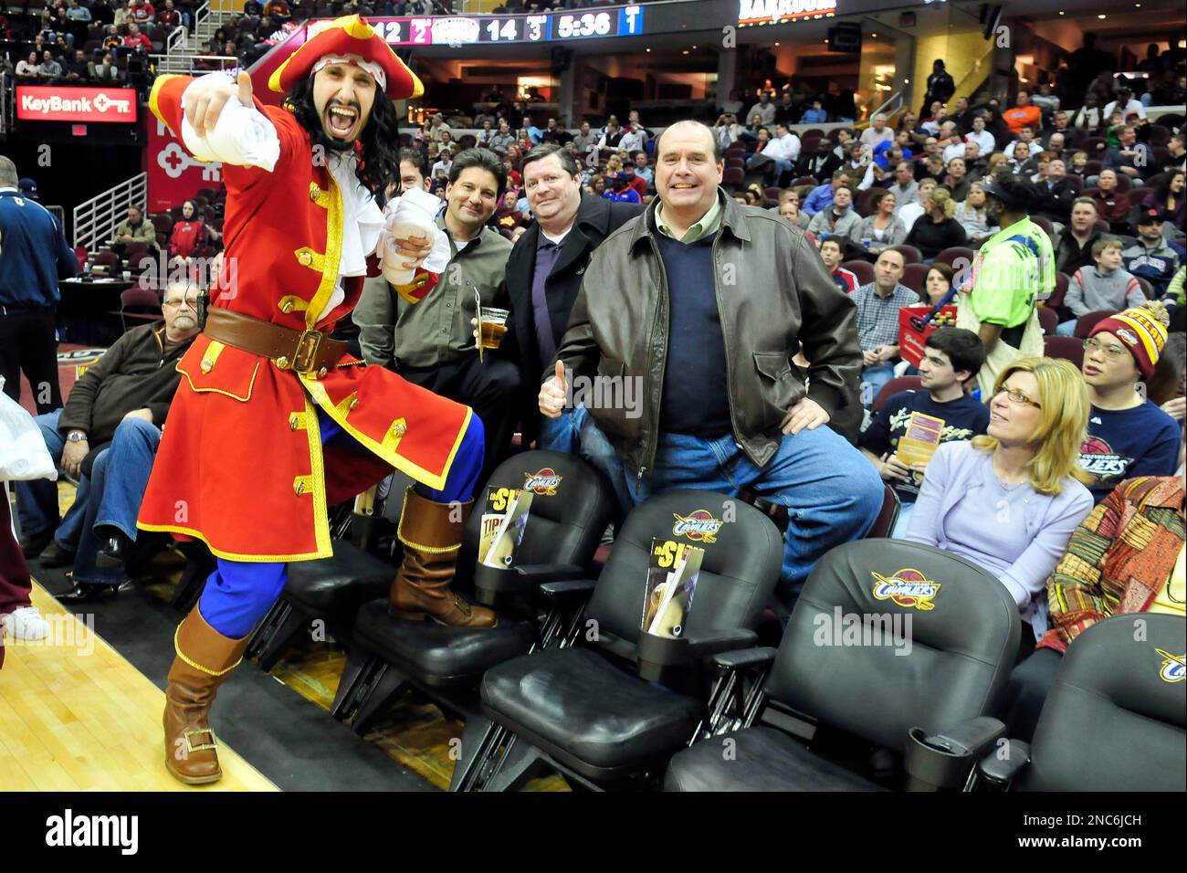 The legendary Captan Morgan visits the NBA game between the Cleveland ...