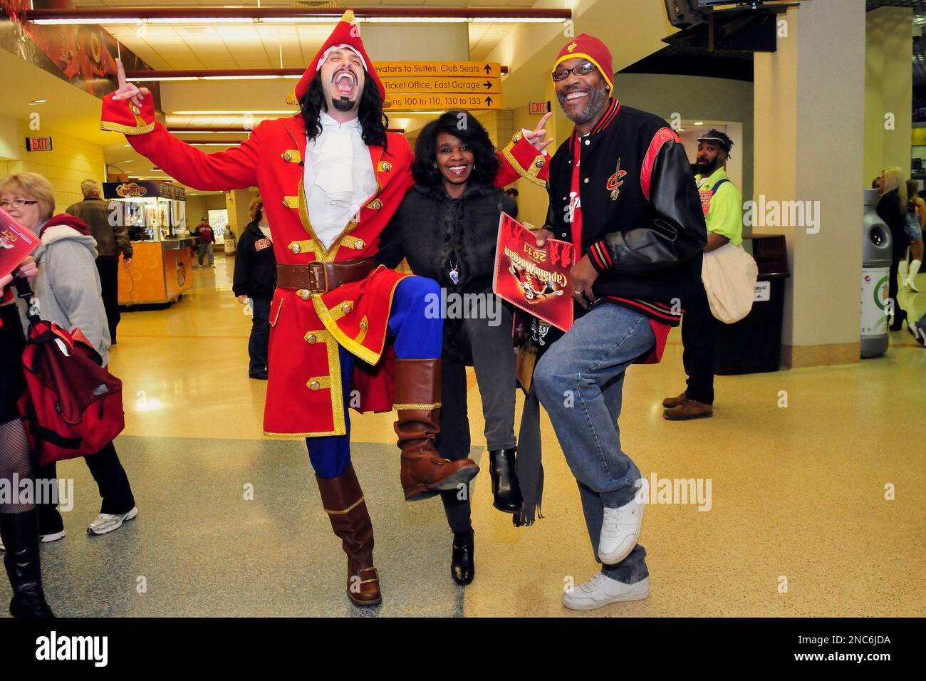 The legendary Captan Morgan visits the NBA game between the Cleveland ...