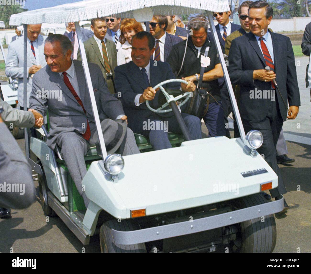 President Richard M. Nixon with Lyndon B. Johnson at White House West ...
