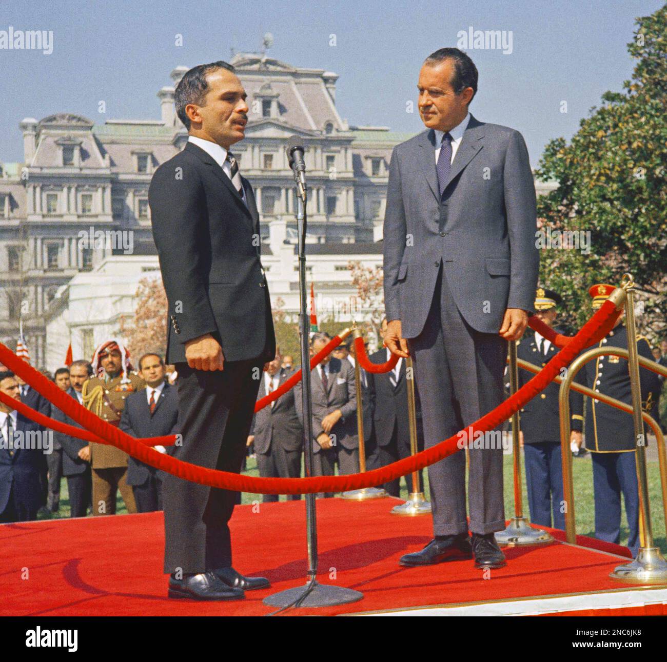 President Richard M. Nixon with King Hussein I of Jordan on his visit ...