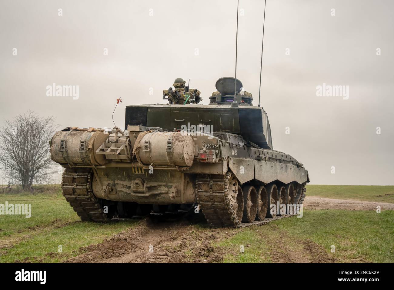 British army FV4034 Challenger 2 ii main battle tank moving across a ...