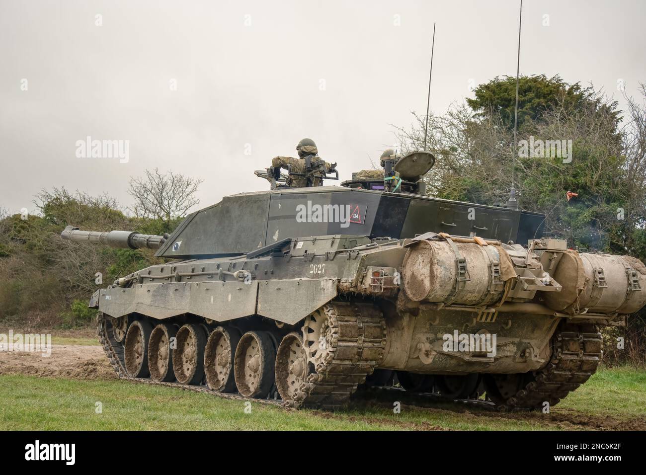 British army FV4034 Challenger 2 ii main battle tank moving across a ...