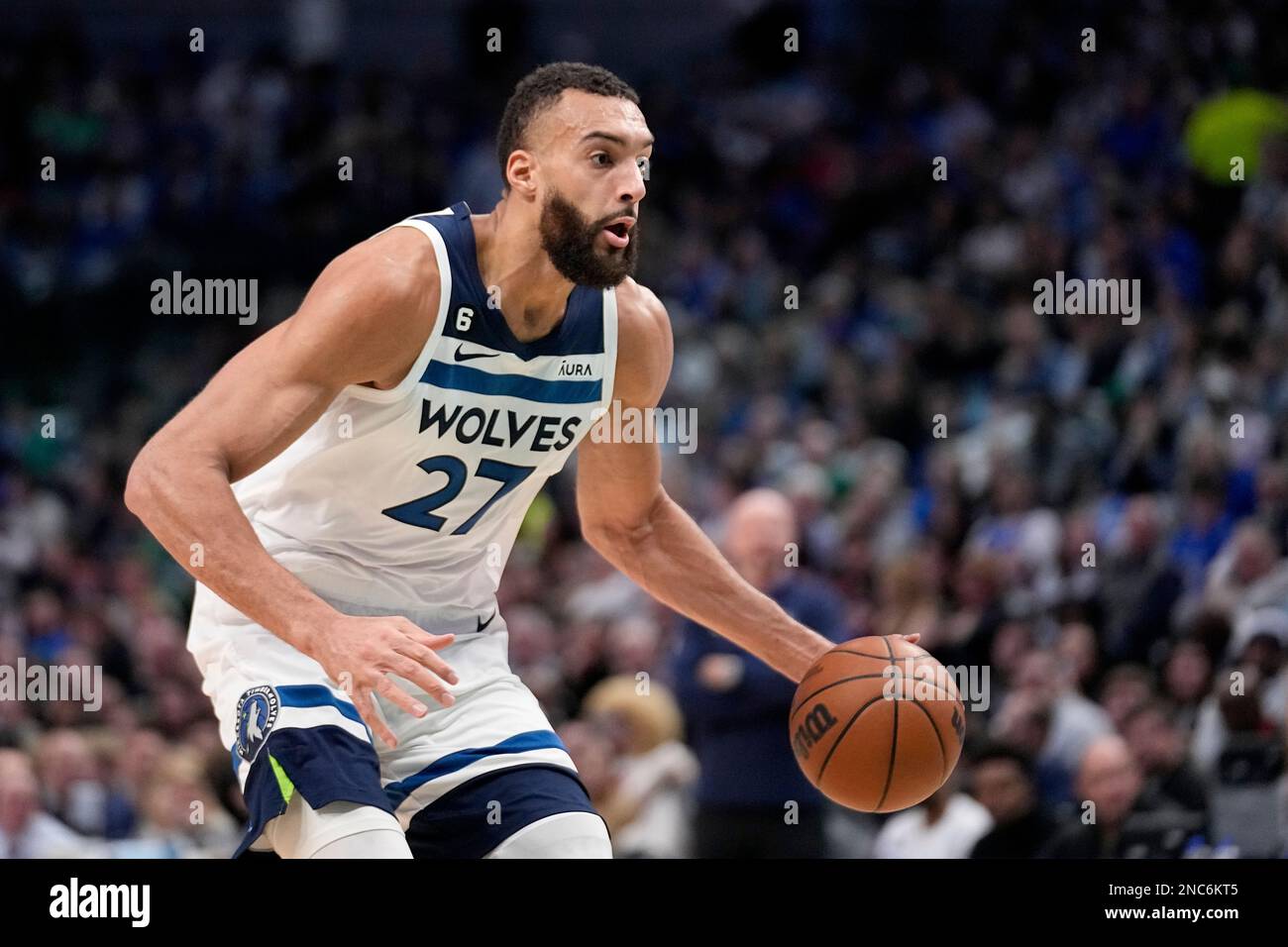 Minnesota Timberwolves center Rudy Gobert works to the basket during an ...