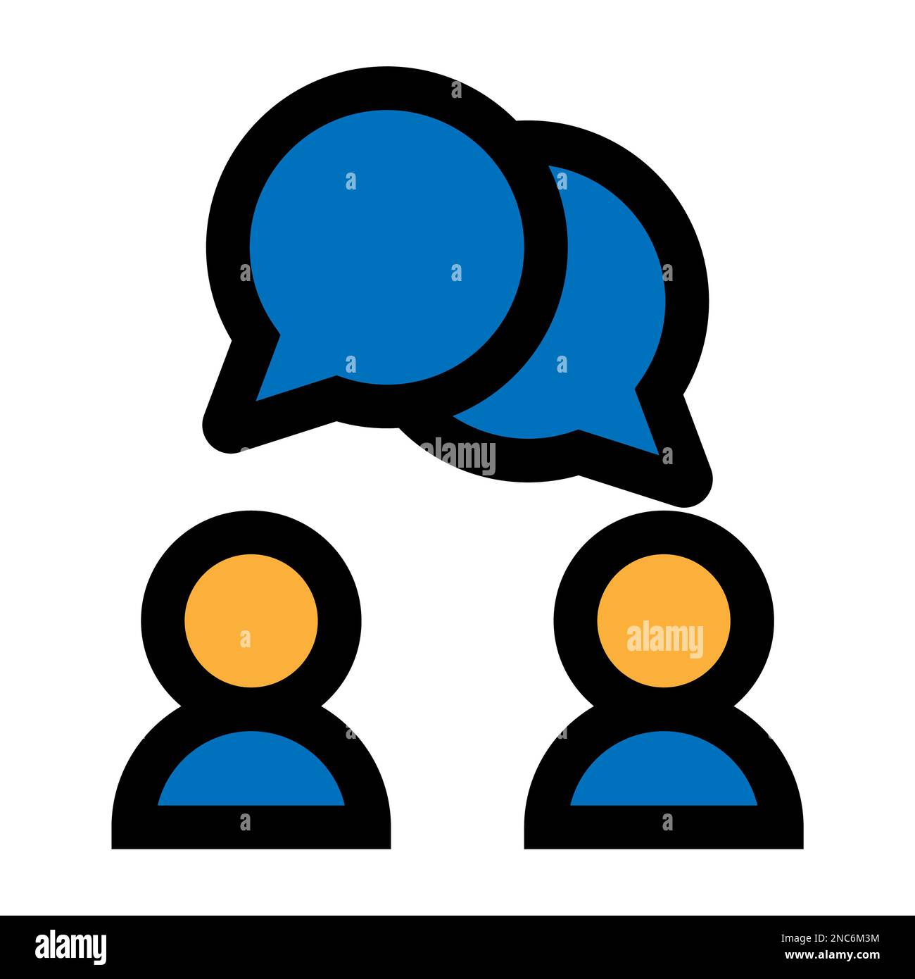 People talk icon line isolated on white background. Black flat thin ...