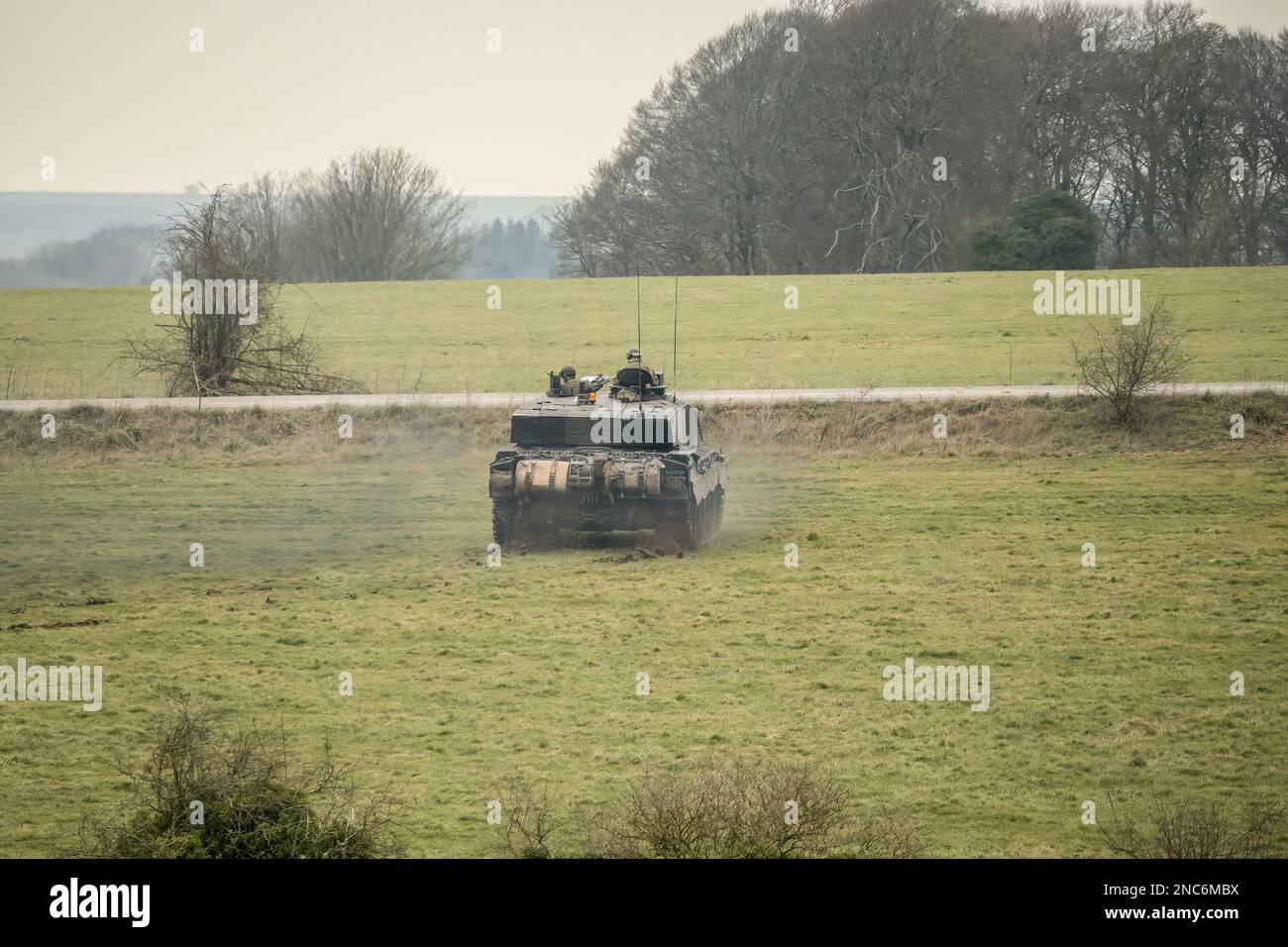 British army FV4034 Challenger 2 ii main battle tank moving across a ...