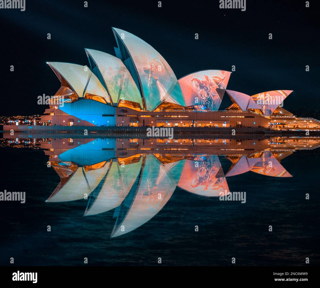 A mesmerizing shot of the Sydney Vivid light show with Sydney Opera ...