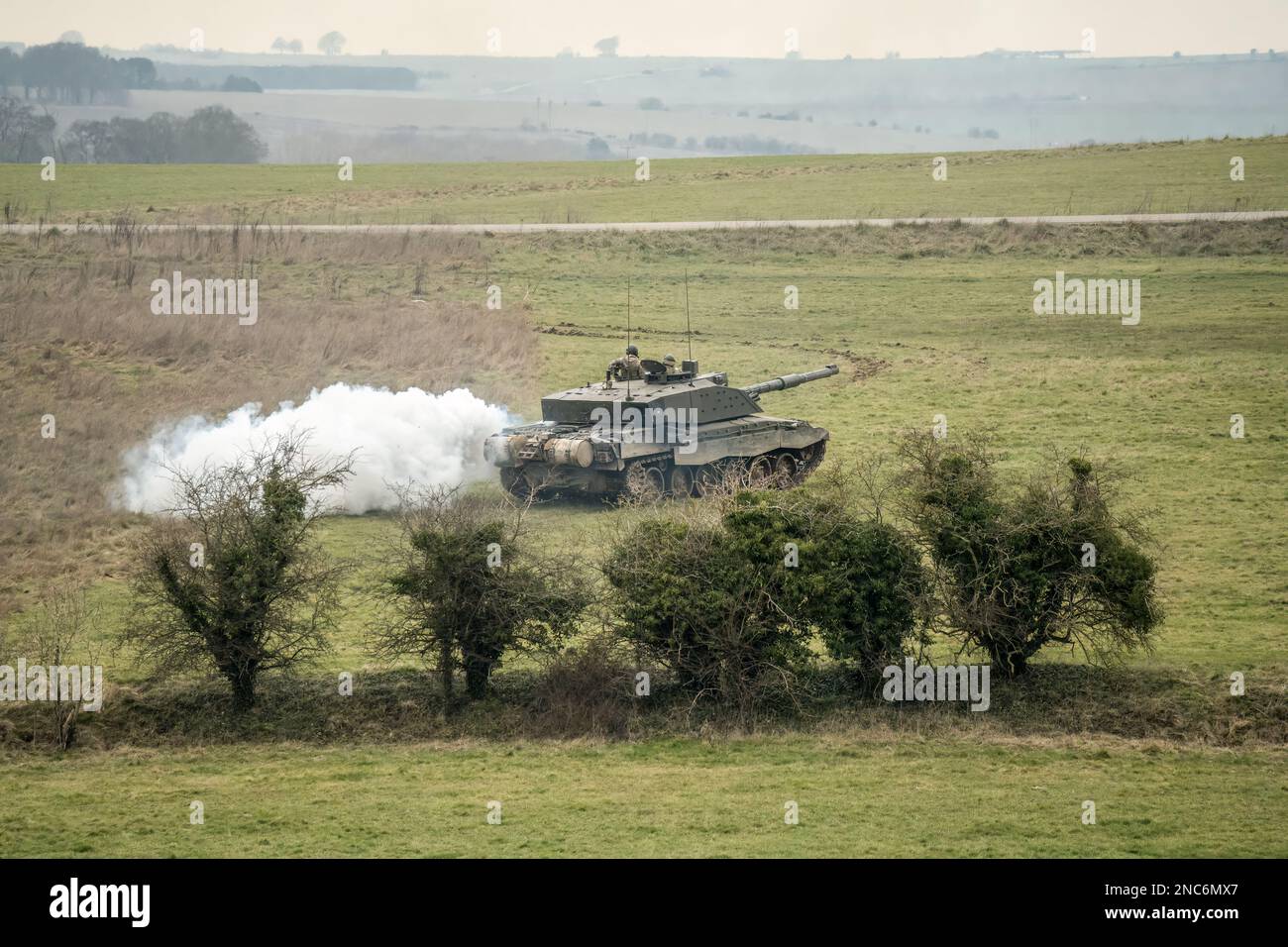 British army FV4034 Challenger 2 ii main battle tank moving across a ...