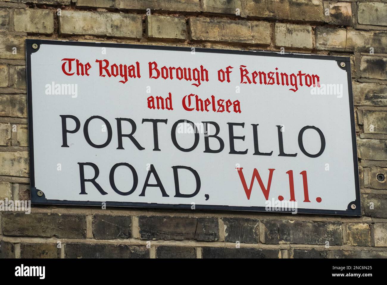 Portobello Road, street name sign in London England United Kingdom UK ...