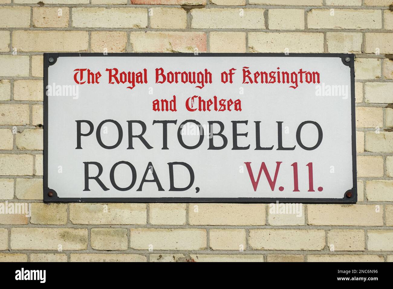 Portobello Road, street name sign in London England United Kingdom UK ...
