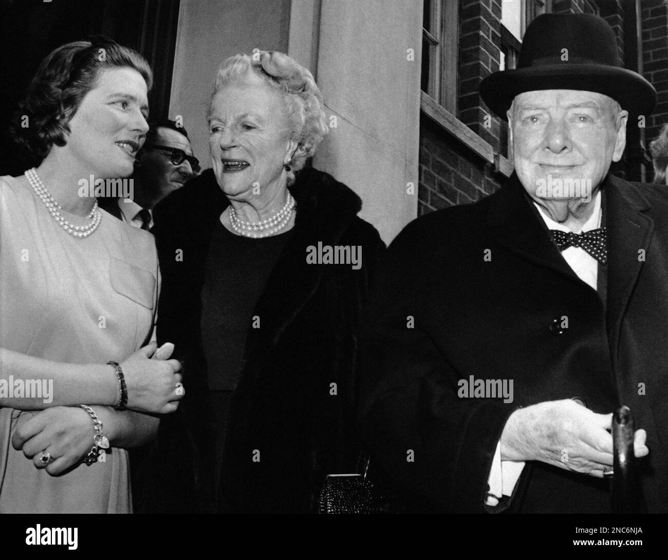 Sir Winston and Lady Clementine Churchill, take their leave of their daughter Mary, wife of ...