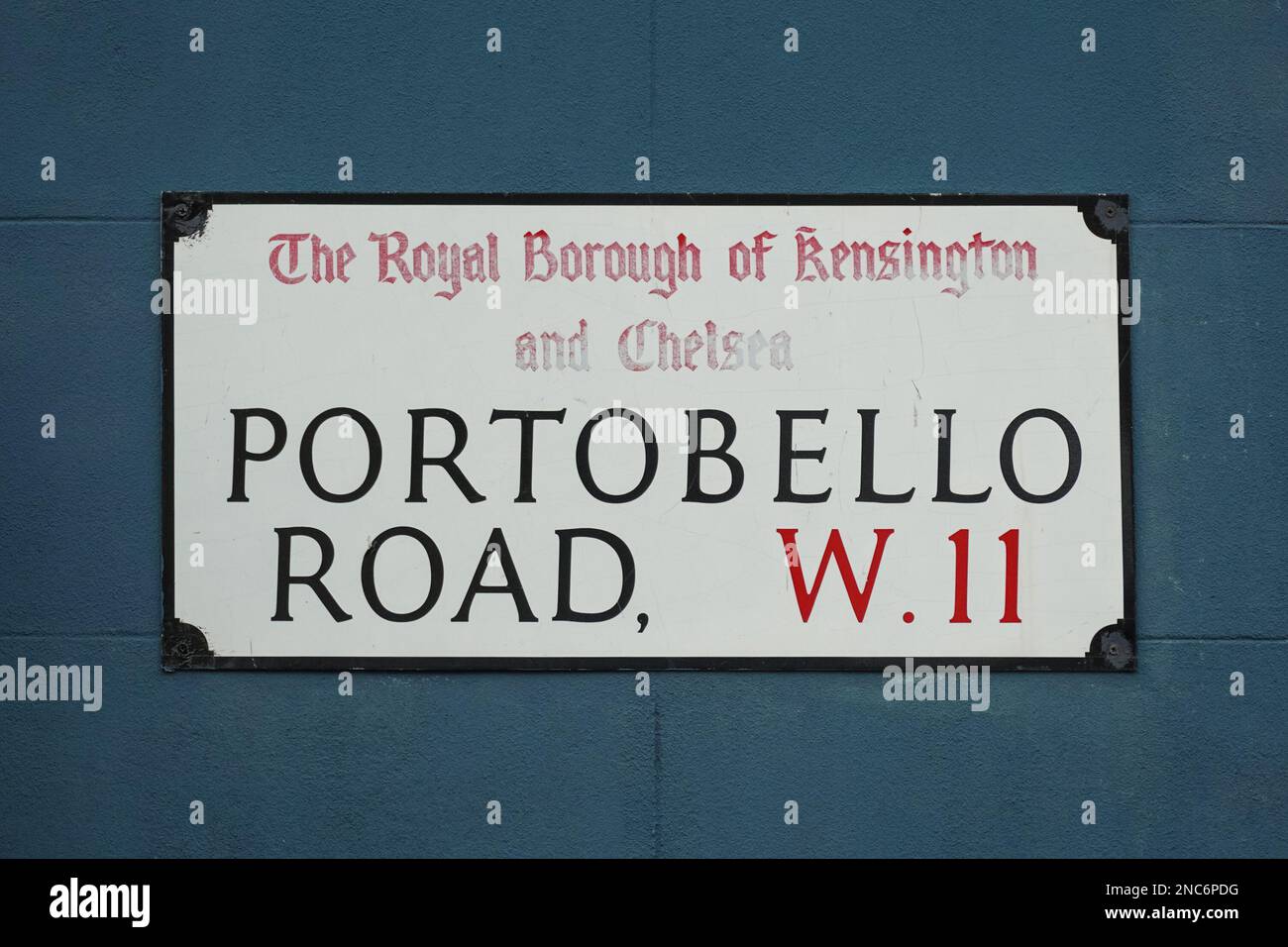 Portobello Road, street name sign in London England United Kingdom UK ...