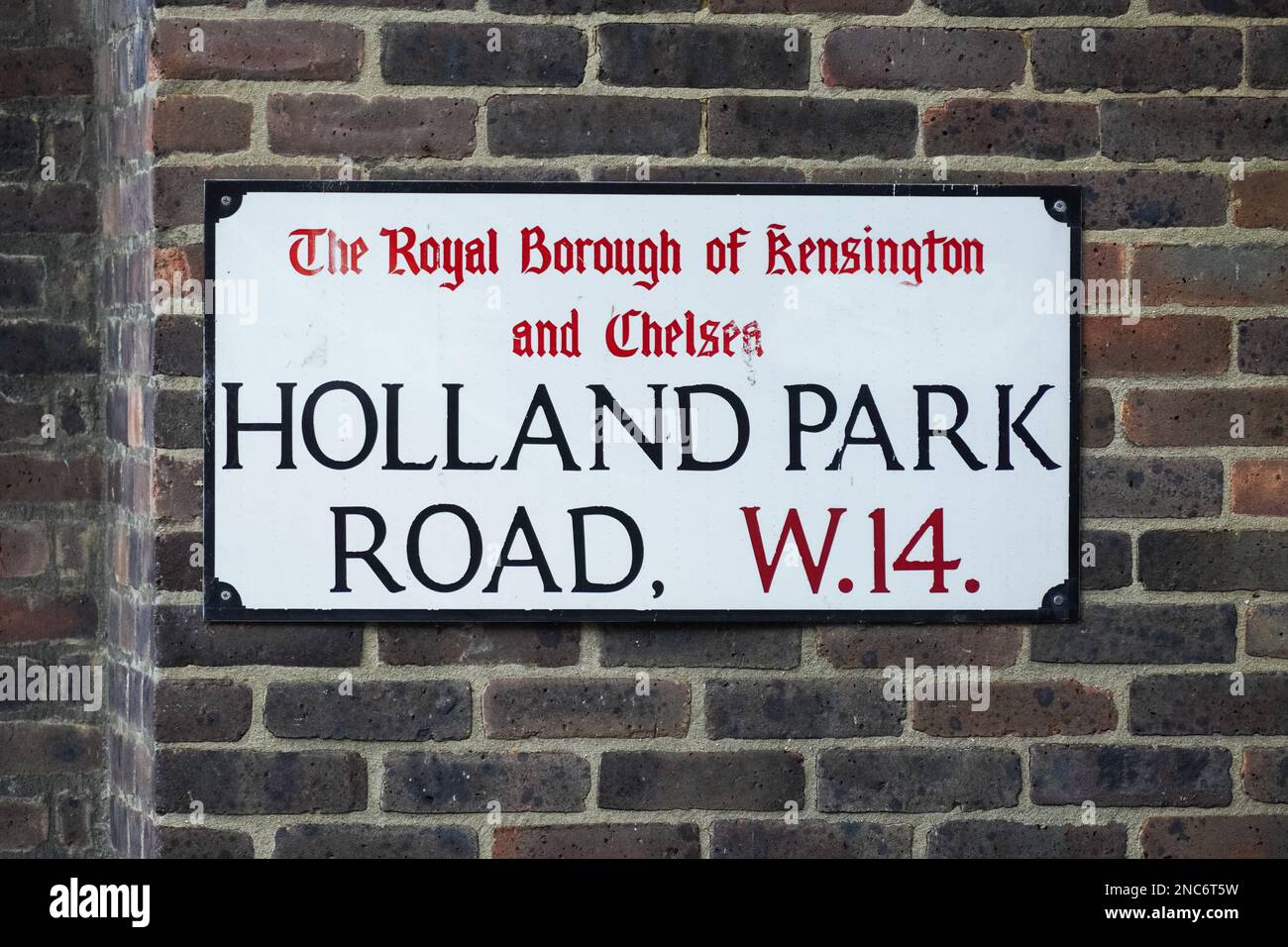 Holland Park Road, street name sign in London England United Kingdom UK ...