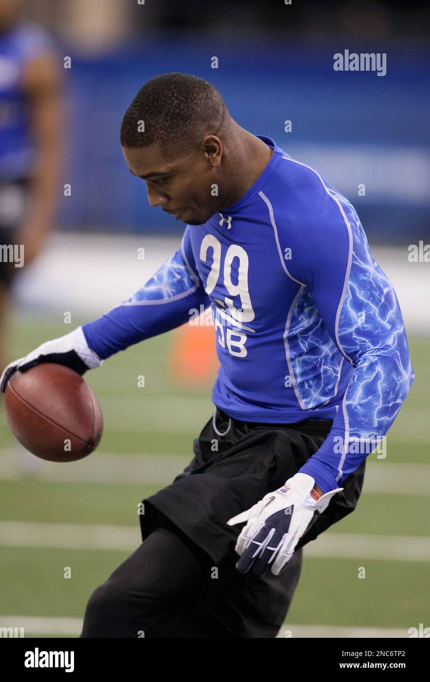 Rutgers defensive back Joe Lefegedruns a drill during the NFL football ...