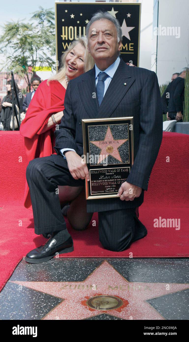 Indian conductor Zubin Mehta poses with his wife Nancy Kovack, as he is ...
