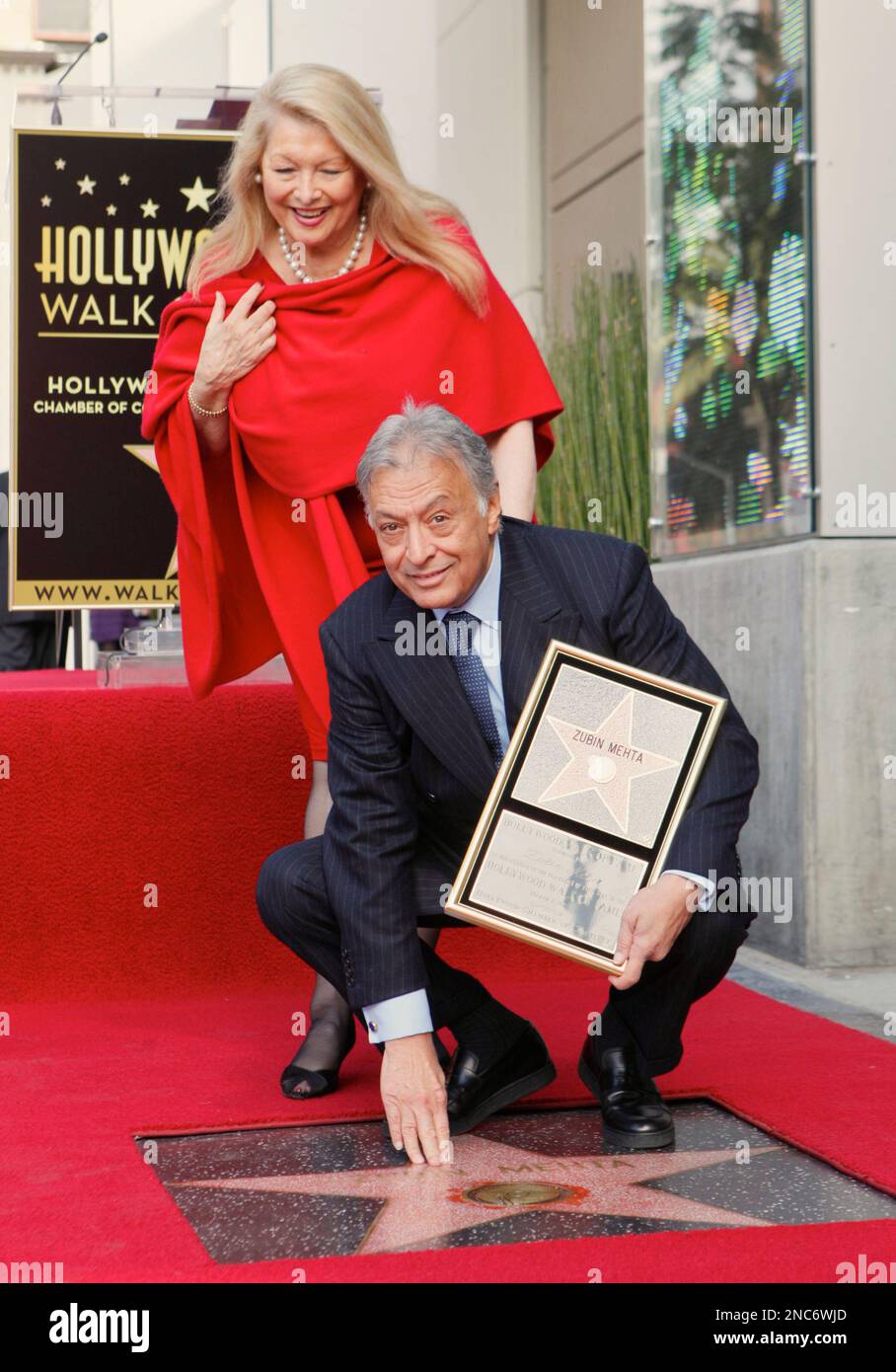 Indian conductor Zubin Mehta poses with his wife Nancy Kovack, as he is ...