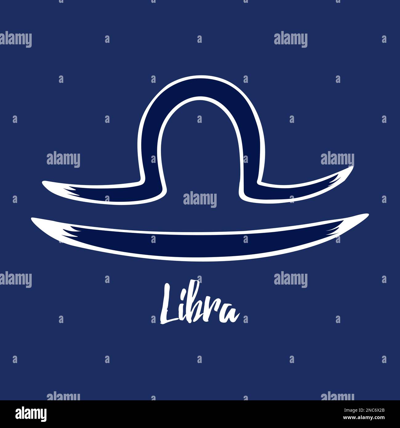 Hand drawn Zodiak signs. Blue Libra zodiac icons on a blue background ...