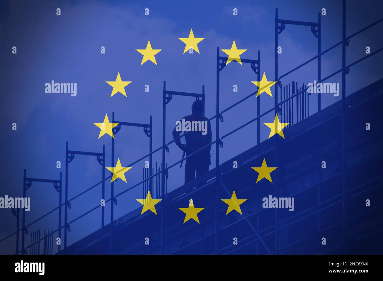 Construction site european flag hi-res stock photography and images - Alamy