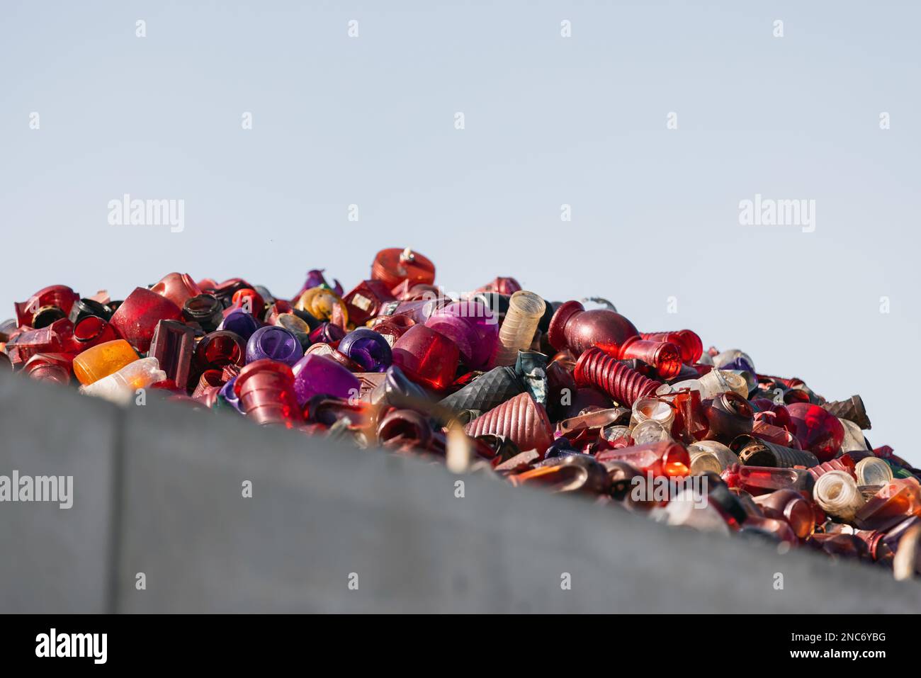 Big heap of waste collected after All Saints Day, plastic tombstone ...