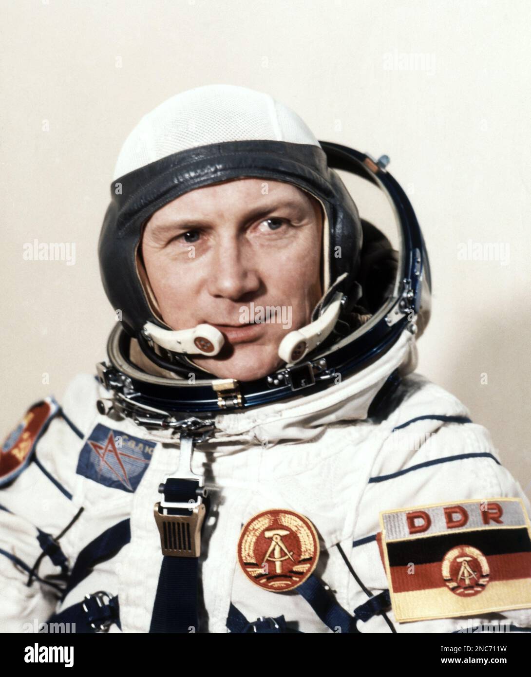 Portrait of East German cosmonaut Sigmund Jaehn, first German astronaut ...