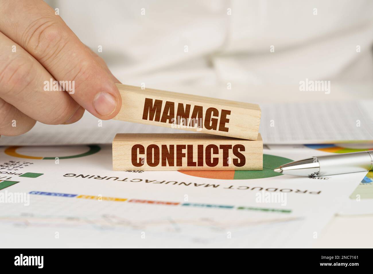 Business concept. On the table are business charts and diagrams in the ...