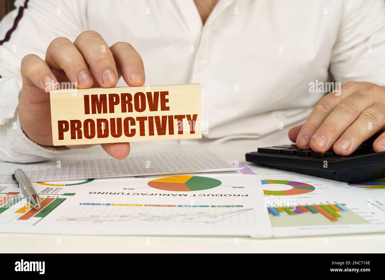 Business concept. On the table are business charts and diagrams in the ...