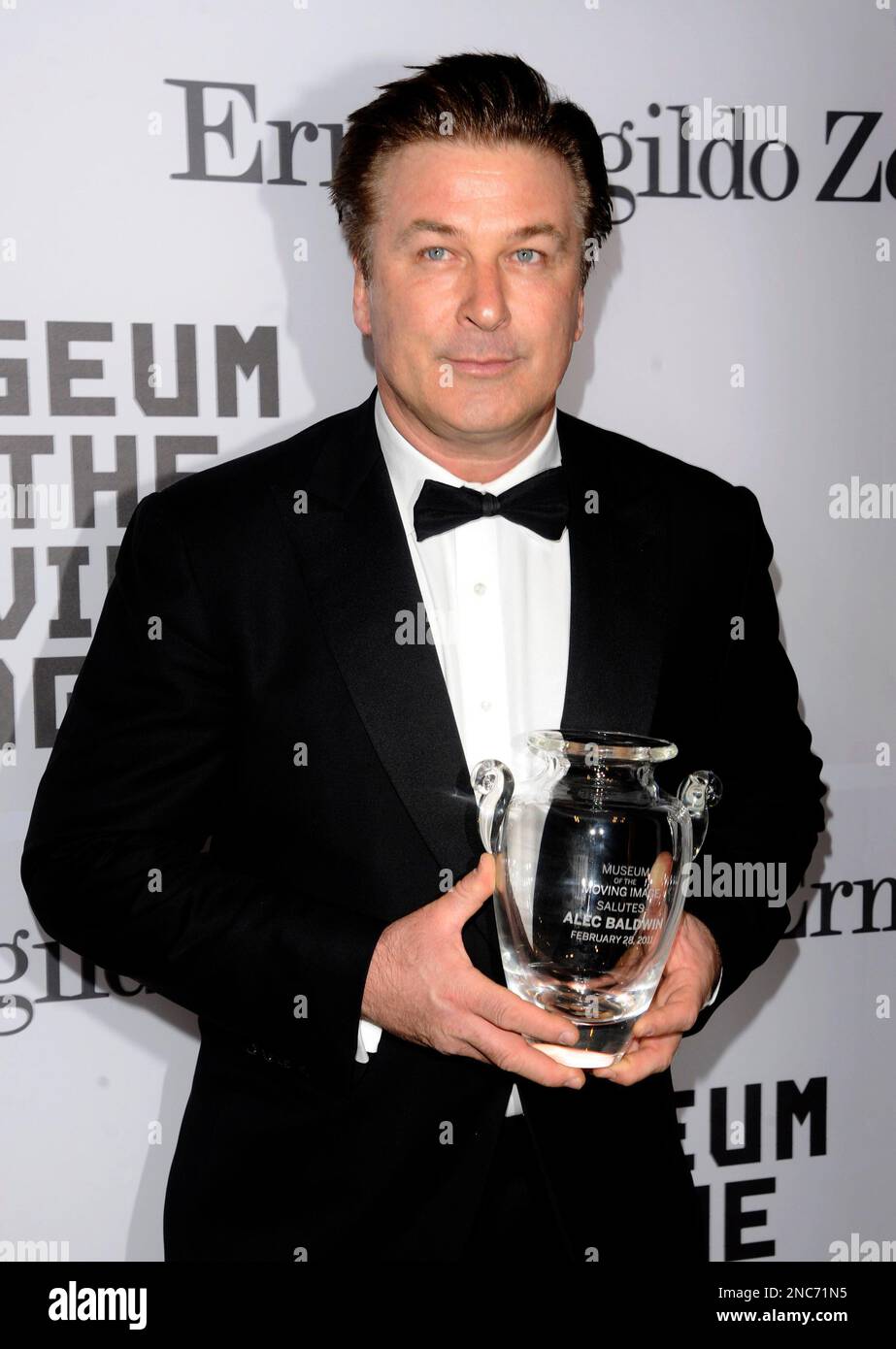 Actor Alec Baldwin poses with his award where he was saluted by the ...